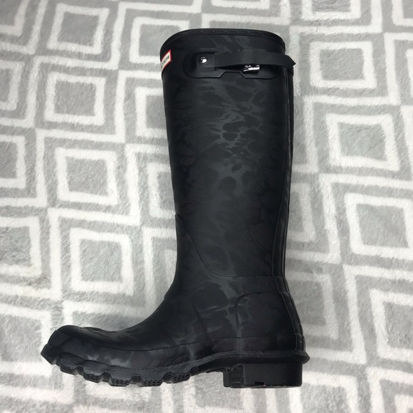 Hunter | Shoes | Hunter Rare Black Water Texture Rain Boots Matte ...